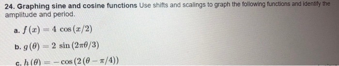 Solved 24. Graphing sine and cosine functions Use shifts and | Chegg.com