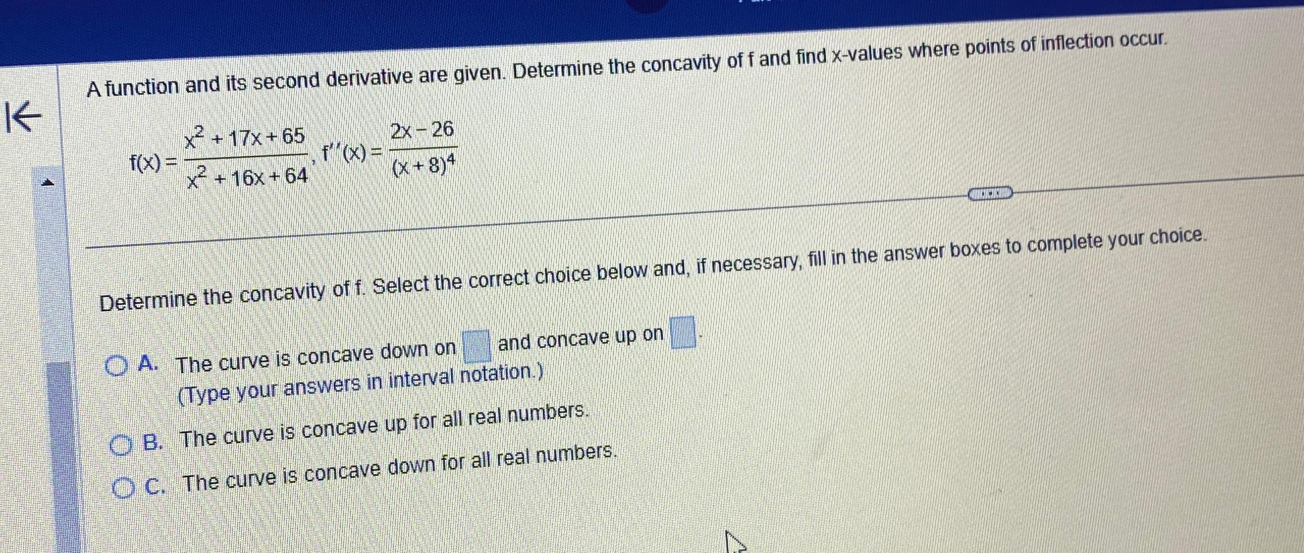 Solved A function and its second derivative are given. | Chegg.com