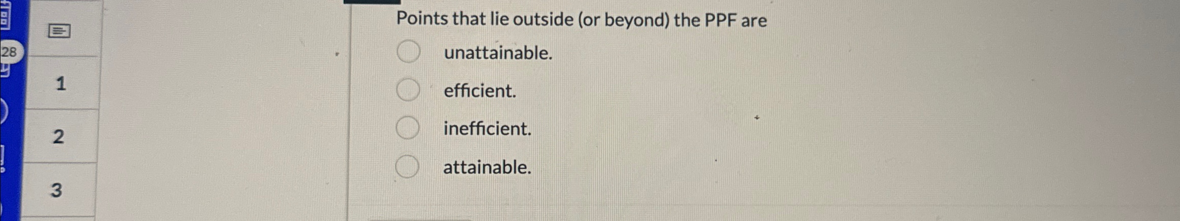 Solved Points that lie outside (or beyond) ﻿the PPF are | Chegg.com