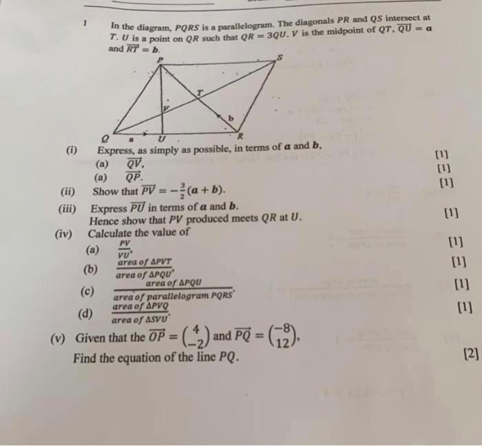 Solved In the diagram. PQRS is a parallelogram. The | Chegg.com