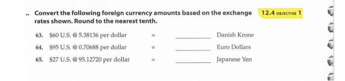 Solved .. Convert the following foreign currency amounts | Chegg.com