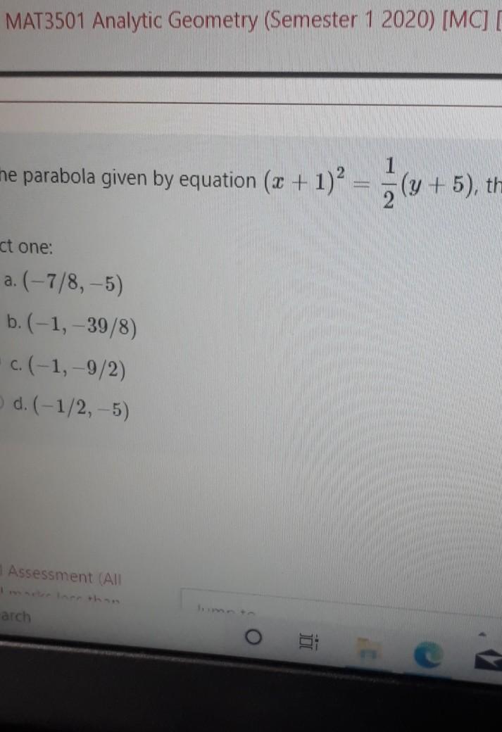 Solved MAT3501 Analytic Geometry (Semester 1 2020) [MC] [ me | Chegg.com