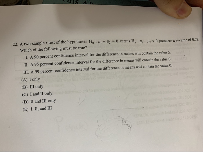 Solved USA 22. A two-sample t-test of the hypotheses How - | Chegg.com