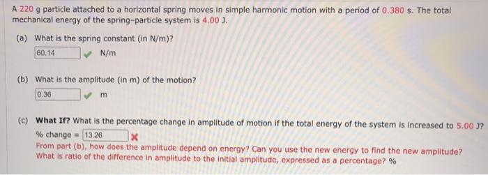 Solved A 220 g particle attached to a horizontal spring | Chegg.com