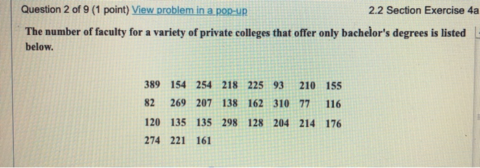 Solved Question 2 of 9 (1 point) View problem in a pop-up | Chegg.com