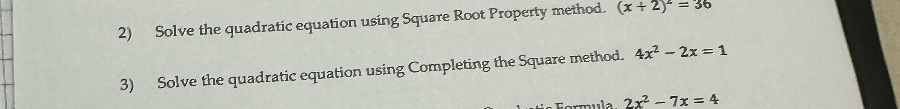 Solved Solve the quadratic equation using Completing the | Chegg.com