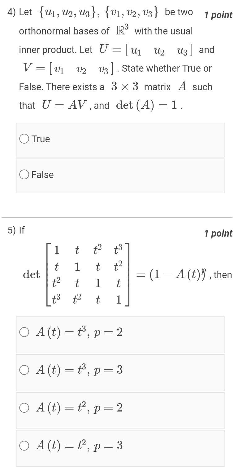 Solved Let {u1,u2,u3},{v1,v2,v3} ﻿be two1 ﻿pointorthonormal | Chegg.com