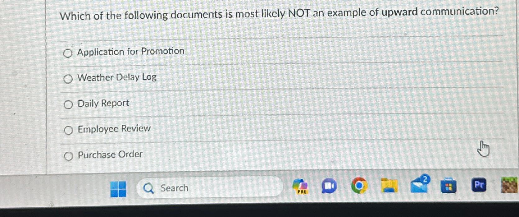 Solved Which of the following documents is most likely NOT | Chegg.com