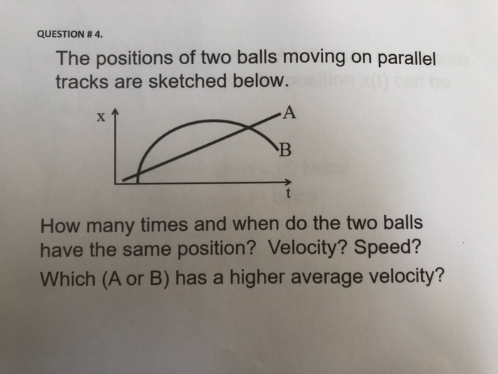 Solved QUESTION # 4. The positions of two balls moving on | Chegg.com