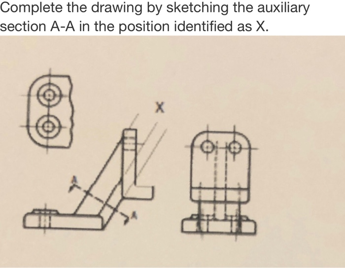 Solved Complete the drawing by sketching the auxiliary | Chegg.com