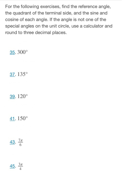 Solved For the following exercises, find the reference | Chegg.com
