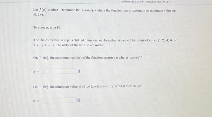 Solved Let f(x) = sinx. Determine the x-value(s) where the | Chegg.com