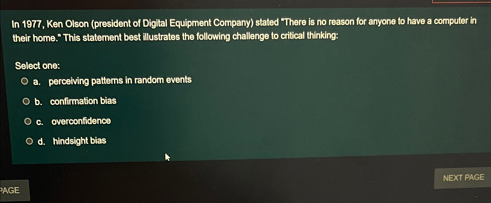 Solved In 1977, ﻿Ken Olson (president of Digital Equipment | Chegg.com