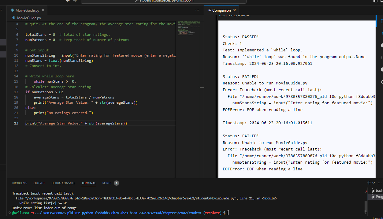 Solved MovieGuide.pyPROBLEMSTraceback (most recent call | Chegg.com