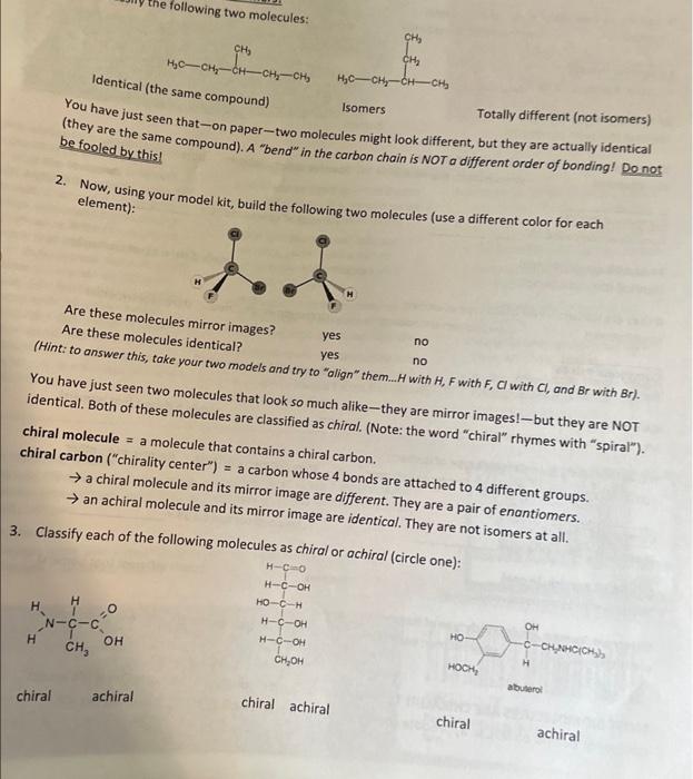Solved H H Identical (the same compound) Totally different | Chegg.com