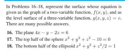 Solved In Problems 16–18, represent the surface whose | Chegg.com
