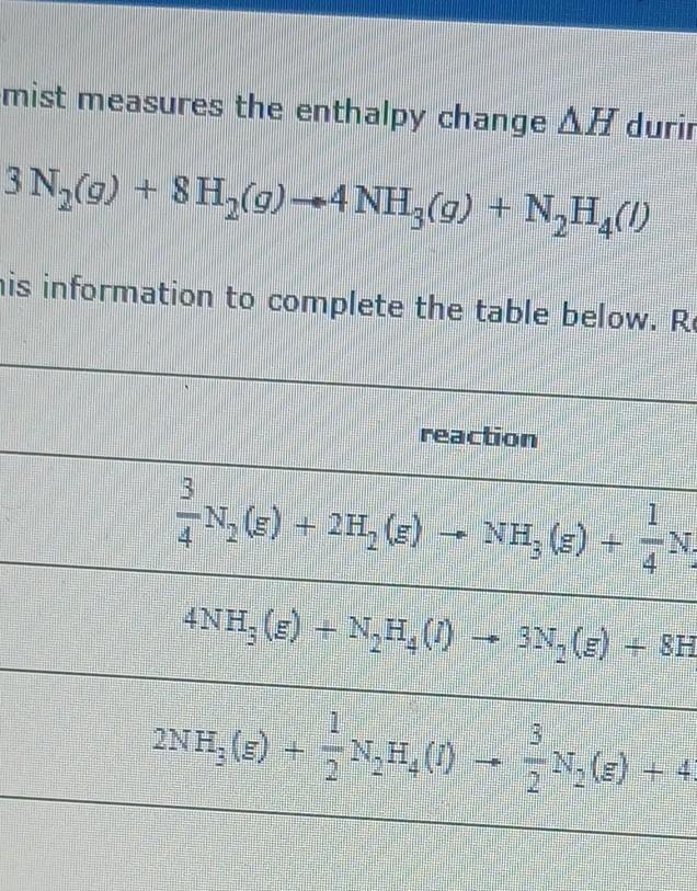 mist measures the enthalpy change ΔH durir 3 | Chegg.com