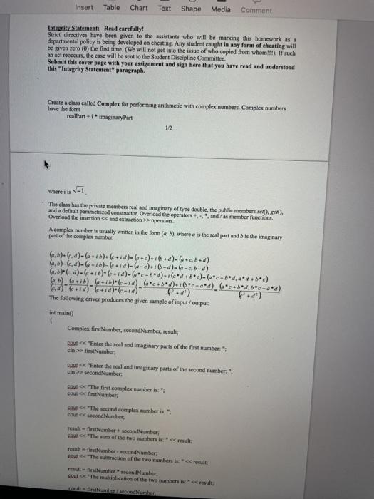 Insert Table Chart Text Shape Media Comment Integrity | Chegg.com