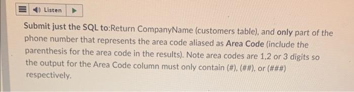 Solved Submit just the SQL to: Return the CompanyName | Chegg.com