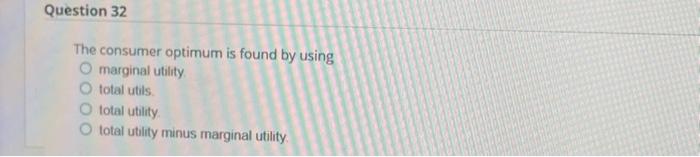 Solved The consumer optimum is found by using marginal | Chegg.com