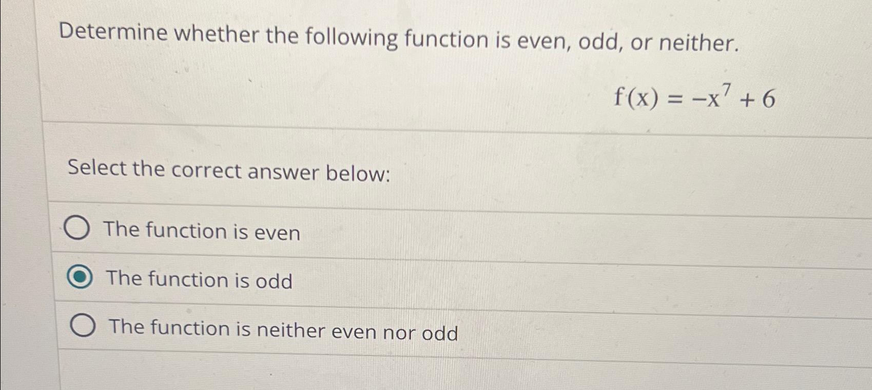 Solved Determine Whether The Following Function Is Even