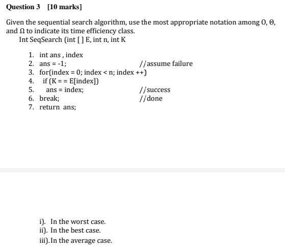Solved Question 1 [10 Marks] a) Write the pseudocode for a | Chegg.com
