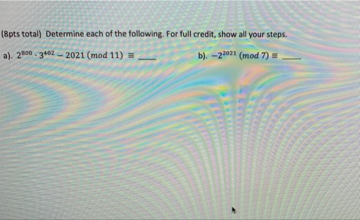 Solved (8pts total) Determine each of the following. For | Chegg.com Solved (8pts total) Determine each of the following. For | Chegg.com
