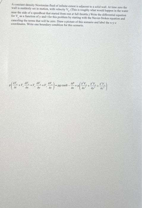 Solved A constant-density Newtonian fluid of infinite extent | Chegg.com