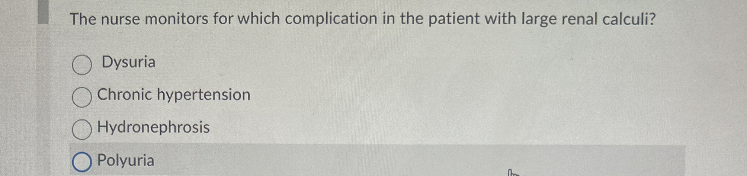 Solved The nurse monitors for which complication in the | Chegg.com