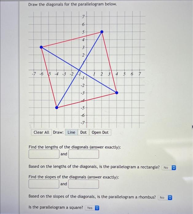 Solved Draw the diagonals for the parallelogram below. Draw: | Chegg.com