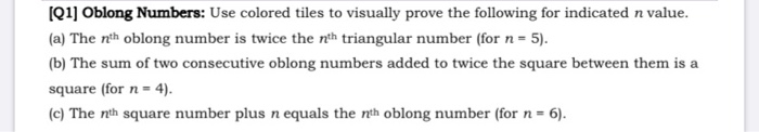 Solved [91] Oblong Numbers: Use colored tiles to visually | Chegg.com
