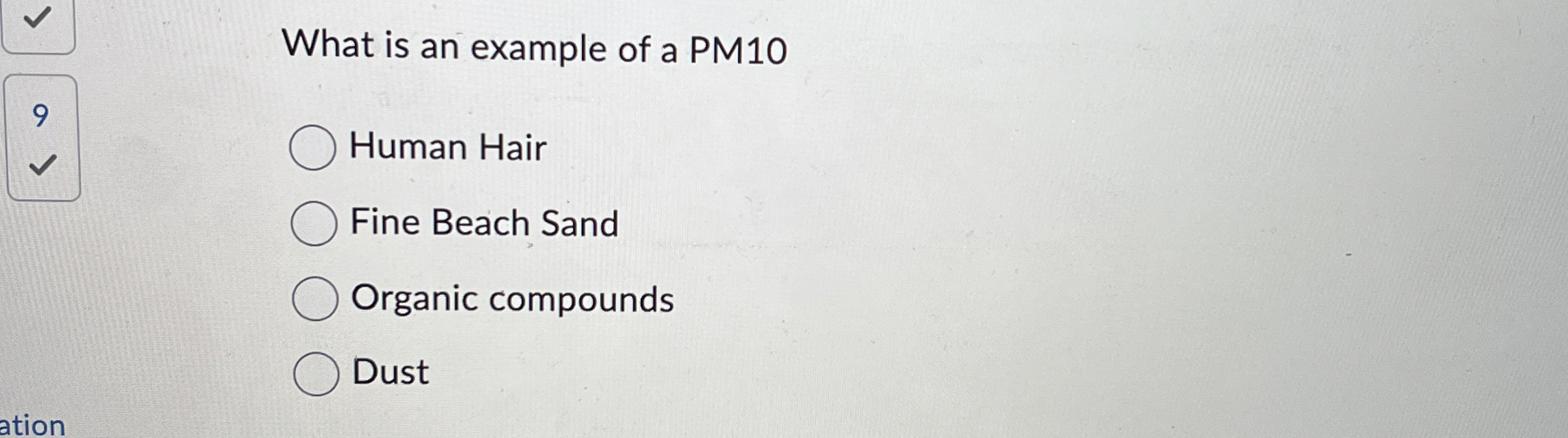 Solved What is an example of a PM10Human HairFine Beach | Chegg.com