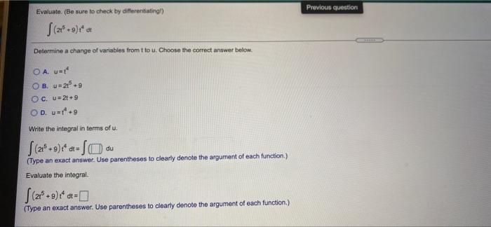 Solved Previous question Evaluato. (Be sure to check by | Chegg.com