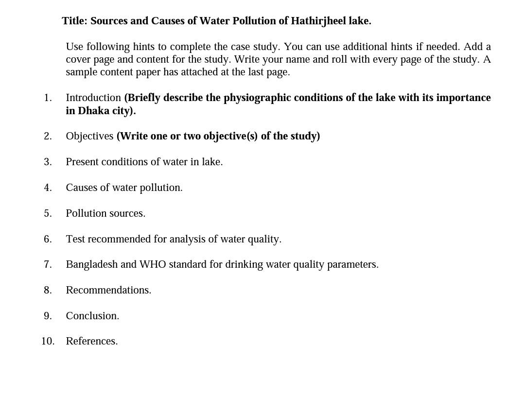 Title: Sources and Causes of Water Pollution of | Chegg.com