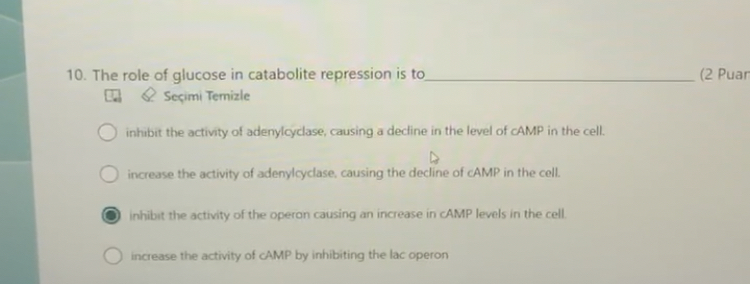 Solved The role of glucose in catabolite repression is tc(2 | Chegg.com