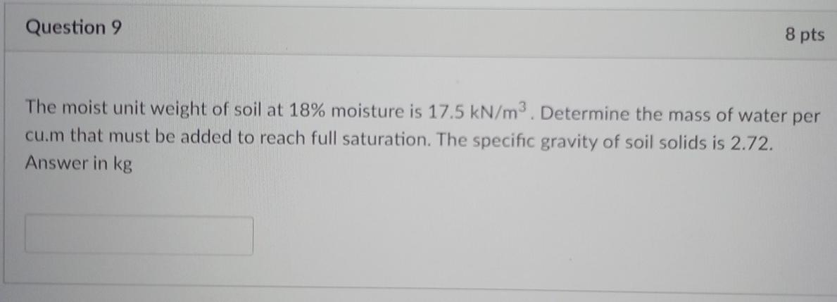 Solved Question 4 5 pts The moist unit weights and degrees | Chegg.com