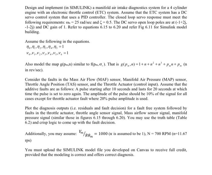 Design and implement (in SIMULINK) a manifold air | Chegg.com