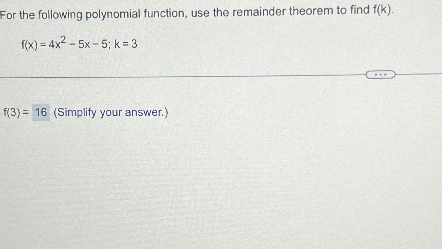 Solved For the following polynomial function, use the | Chegg.com