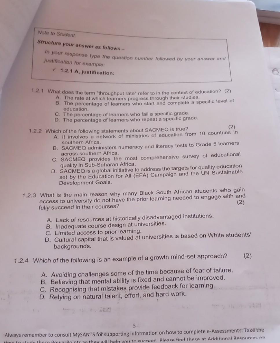 Note to Student: Structure your answer as follows - | Chegg.com