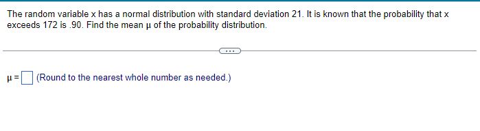 Solved The random variable x ﻿has a normal distribution with | Chegg.com