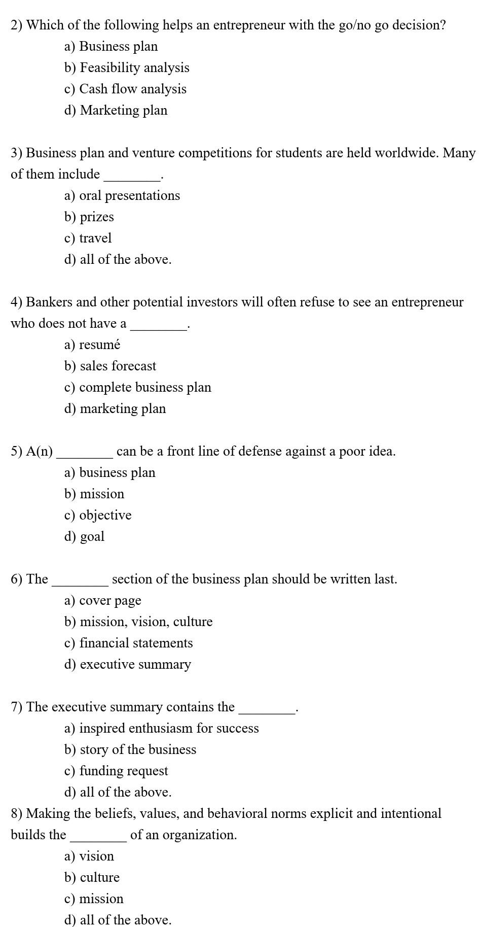 Solved 2) Which of the following helps an entrepreneur with | Chegg.com
