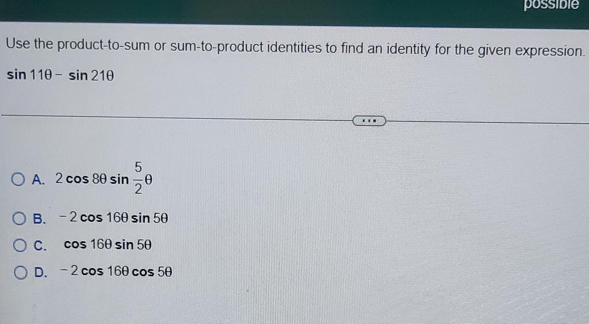 Solved possible Use the product-to-sum or sum-to-product | Chegg.com
