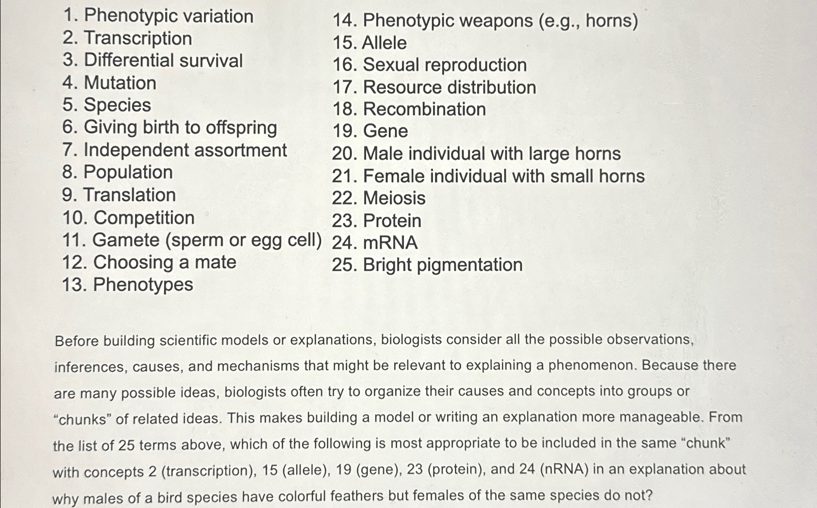 Solved Phenotypic variationTranscriptionDifferential | Chegg.com