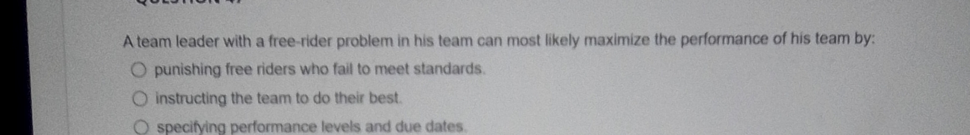 Solved A team leader with a free-rider problem in his team | Chegg.com