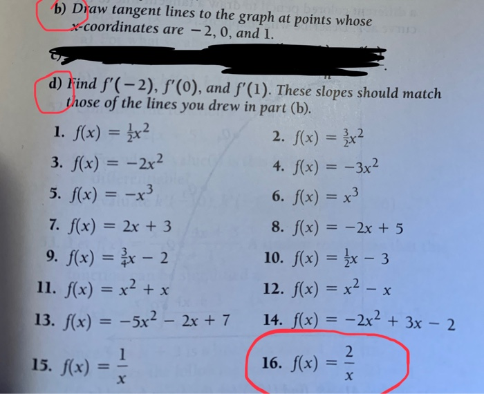 Solved b) Draw tangent lines to the graph at points whose | Chegg.com