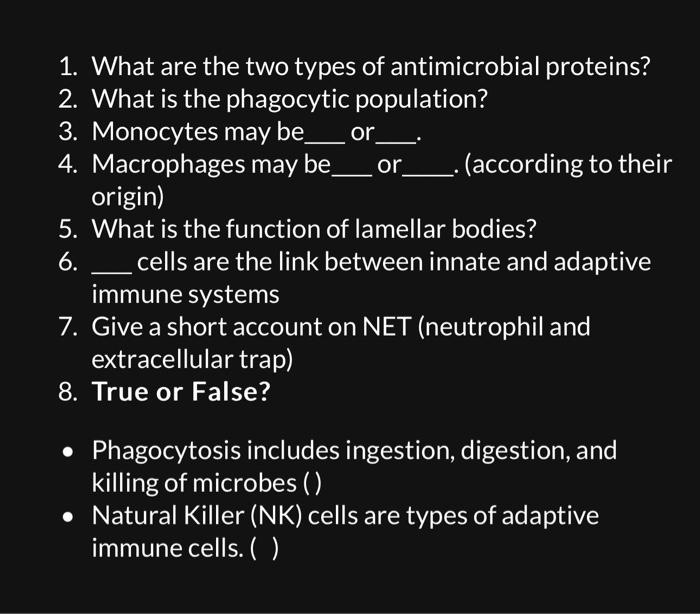1. What are the two types of antimicrobial proteins? | Chegg.com