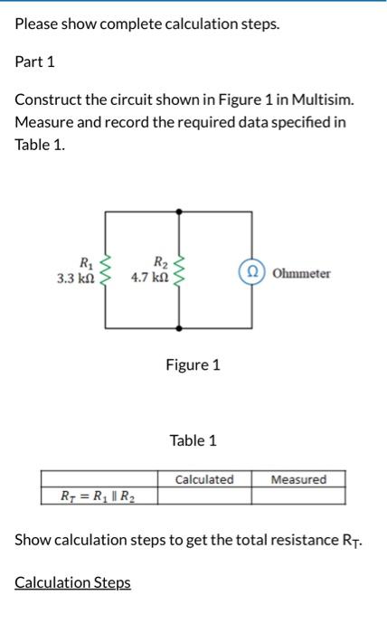 Solved Please show complete calculation steps. Part 1 | Chegg.com