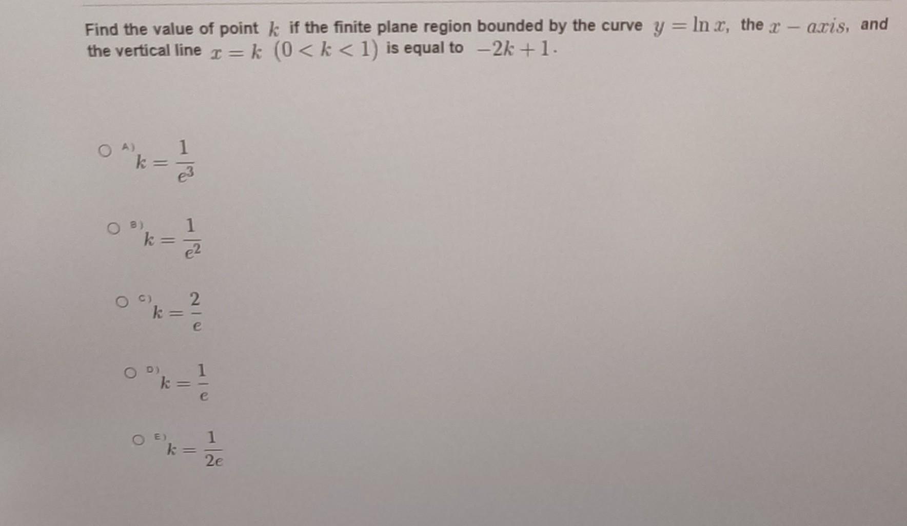 Solved Find the value of point k if the finite plane region | Chegg.com