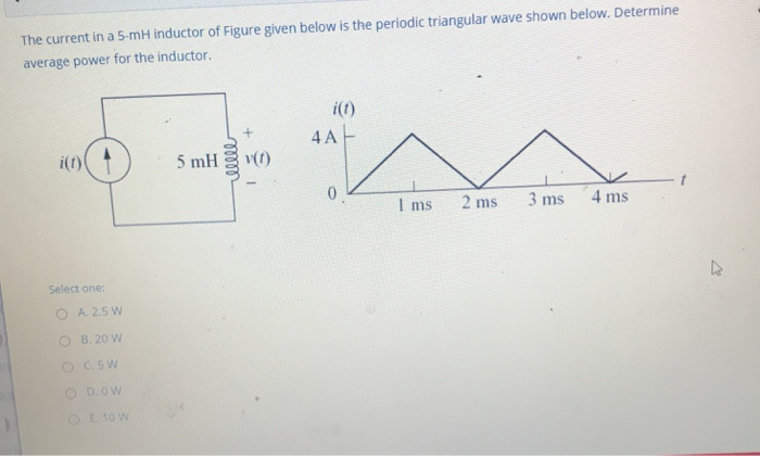 Solved The current in a 5-mH inductor of Figure given below | Chegg.com