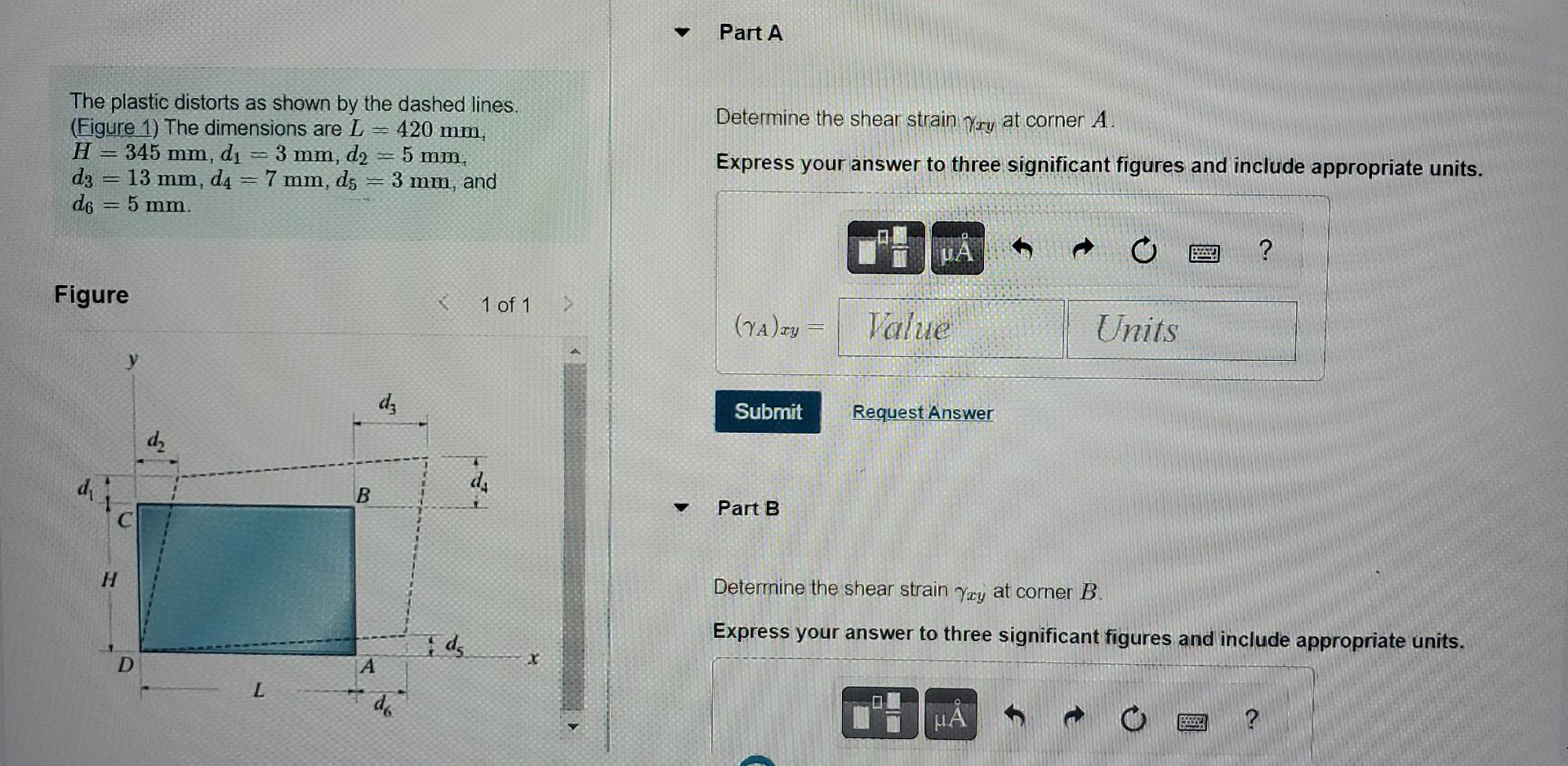 Solved The plastic distorts as shown by the dashed lines. | Chegg.com